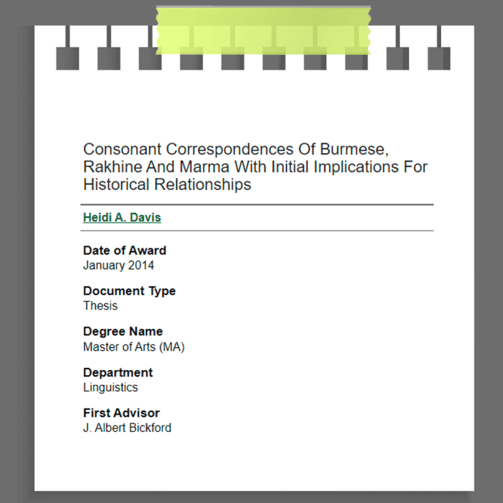 Consonant Correspondences of Burmese, Rakhine and Marma with Initial ...